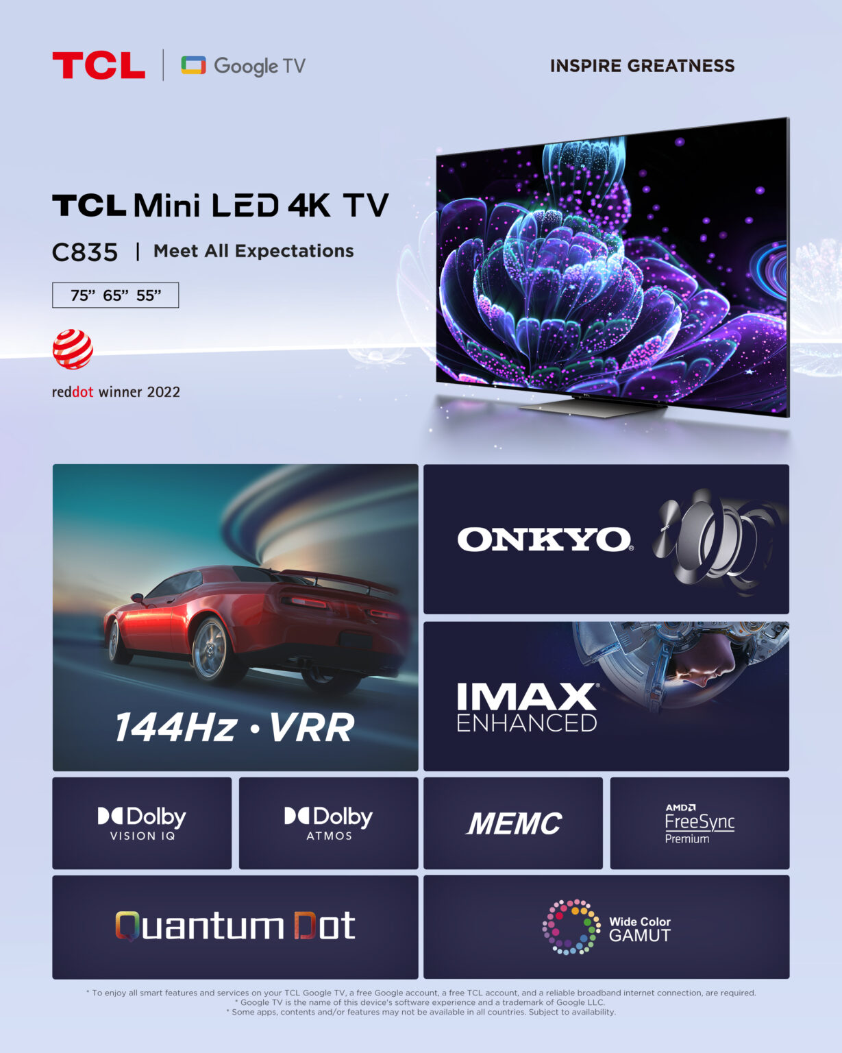 TCL C835 Mini LED TV with C635 4K QLED TV and P735 4K LED HDR TV ...